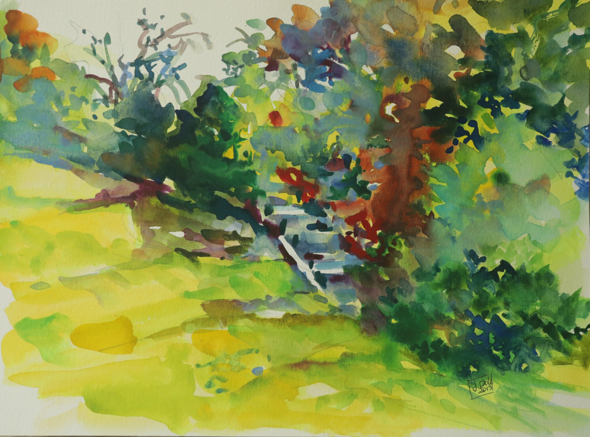 Hunnewell Estate - Joanna Dole - Artist Watercolor painting for sale